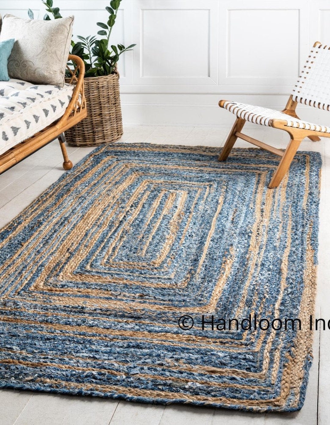 Hand-braided Denim Jut Mix 5 X 8 Living Room Area Rug 4 X 4 - Etsy
