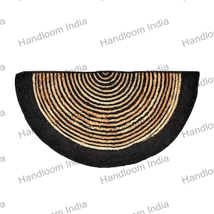 Striped Doormat, Semi Circle Rug, Braided Doormat, Natural Jute Doormat ...