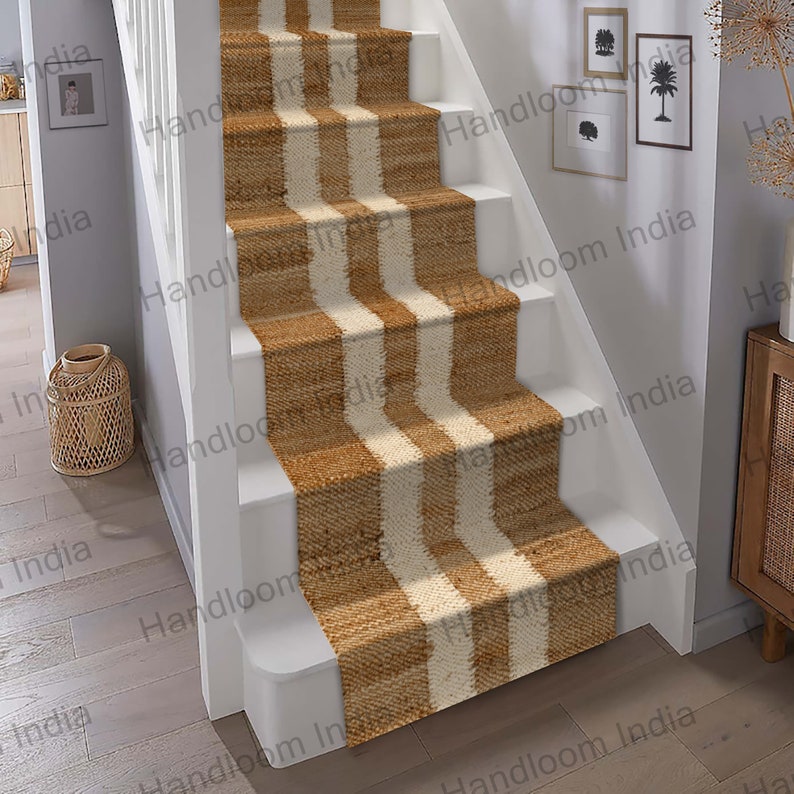 Jute Woven Stair Runner | Rustic Natural Rug | Farmhouse Eco-friendly ...