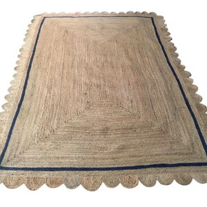 Scalloped Jute Rug, Natural Jute Rug, Scalloped Area Rug, Boho Decor ...