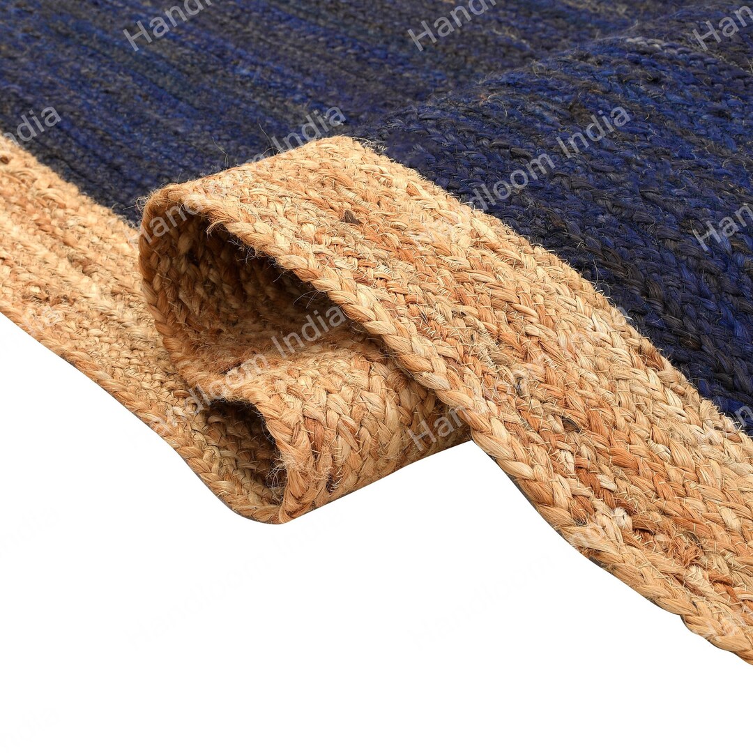 Navy Blue Jute Rug, Rich Navy Area Rug, Boho Decor Rugs, Natural Fiber ...
