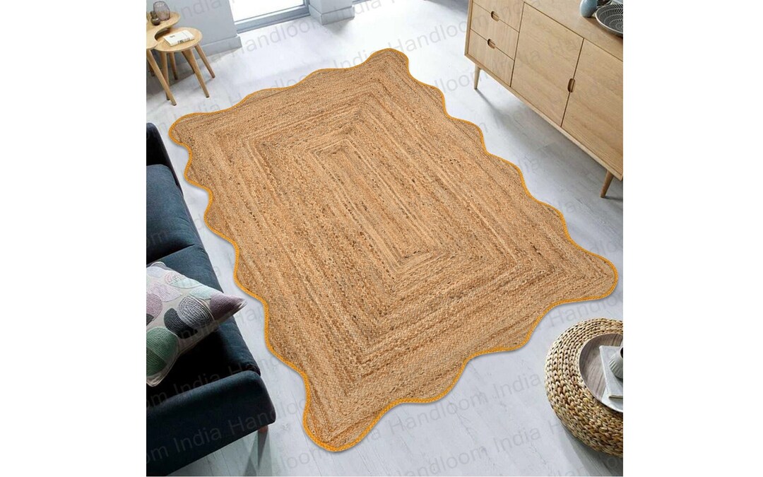 Scalloped Jute Rug, Scallop Pattern Rug, Bohemian Jute Rug, Jute ...