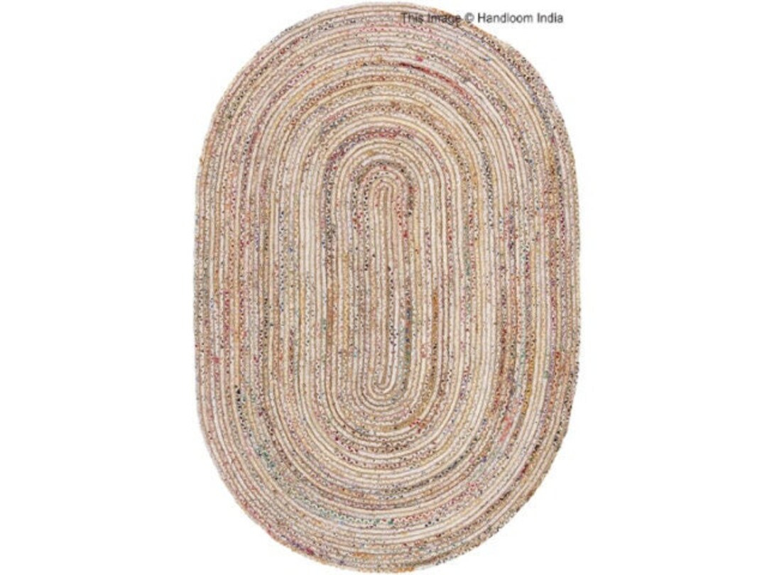 White Chindi Area Rug in Oval Shape 5 X 7 Feet for Living - Etsy
