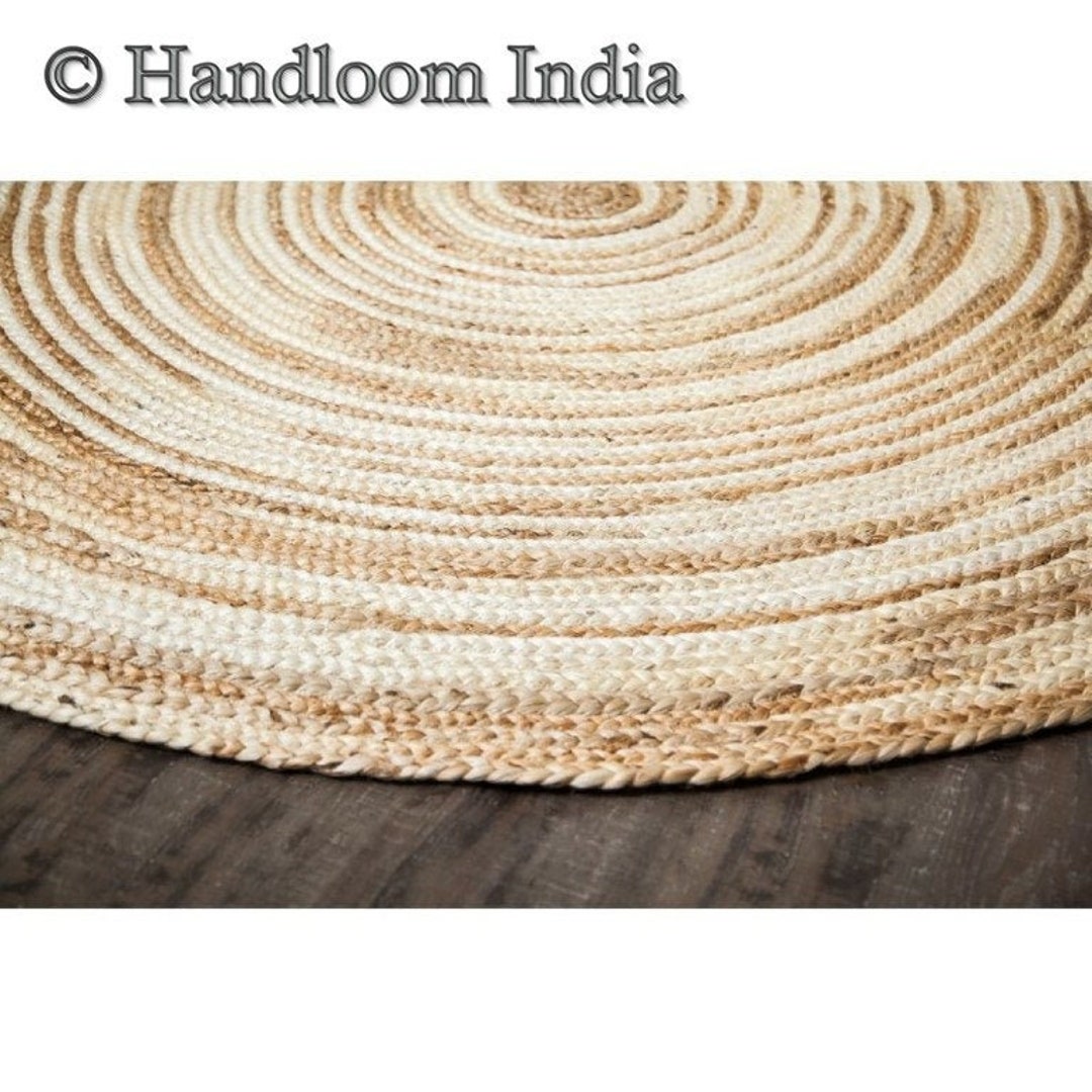 Bohemian 6 Feet Round Braided Jute Rug, Living Room Antique Rugs ...