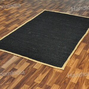 Natural and Black Jute Hand Woven Rug, Premium Quality Carpet, Braided ...