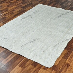 White Jute Rug, 5x5 Square Area Rugs for Bedroom, Natural Jute Carpet ...