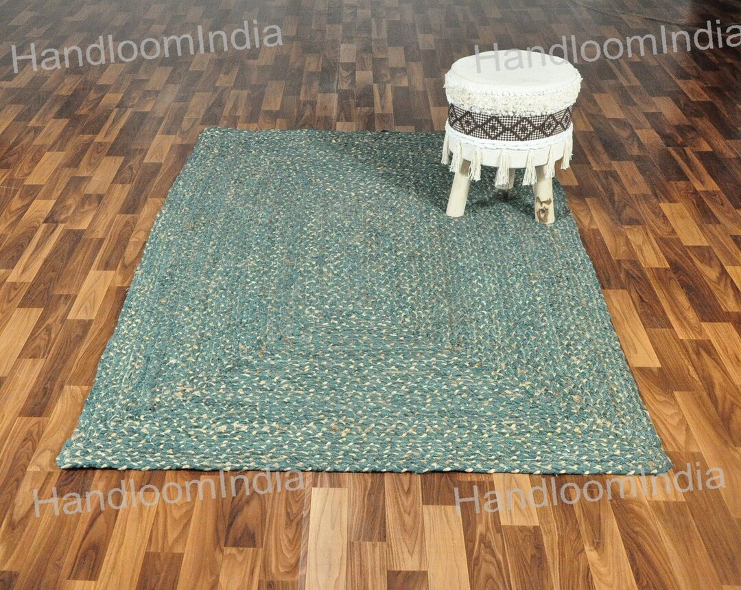 Green Cotton Rug, Green Chindi Rug for Living Room, Tufted Cotton Rug ...
