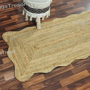 Wavy Edge Rug Runner Scalloped Runner Jute Runner Rugs Carpet Runner ...