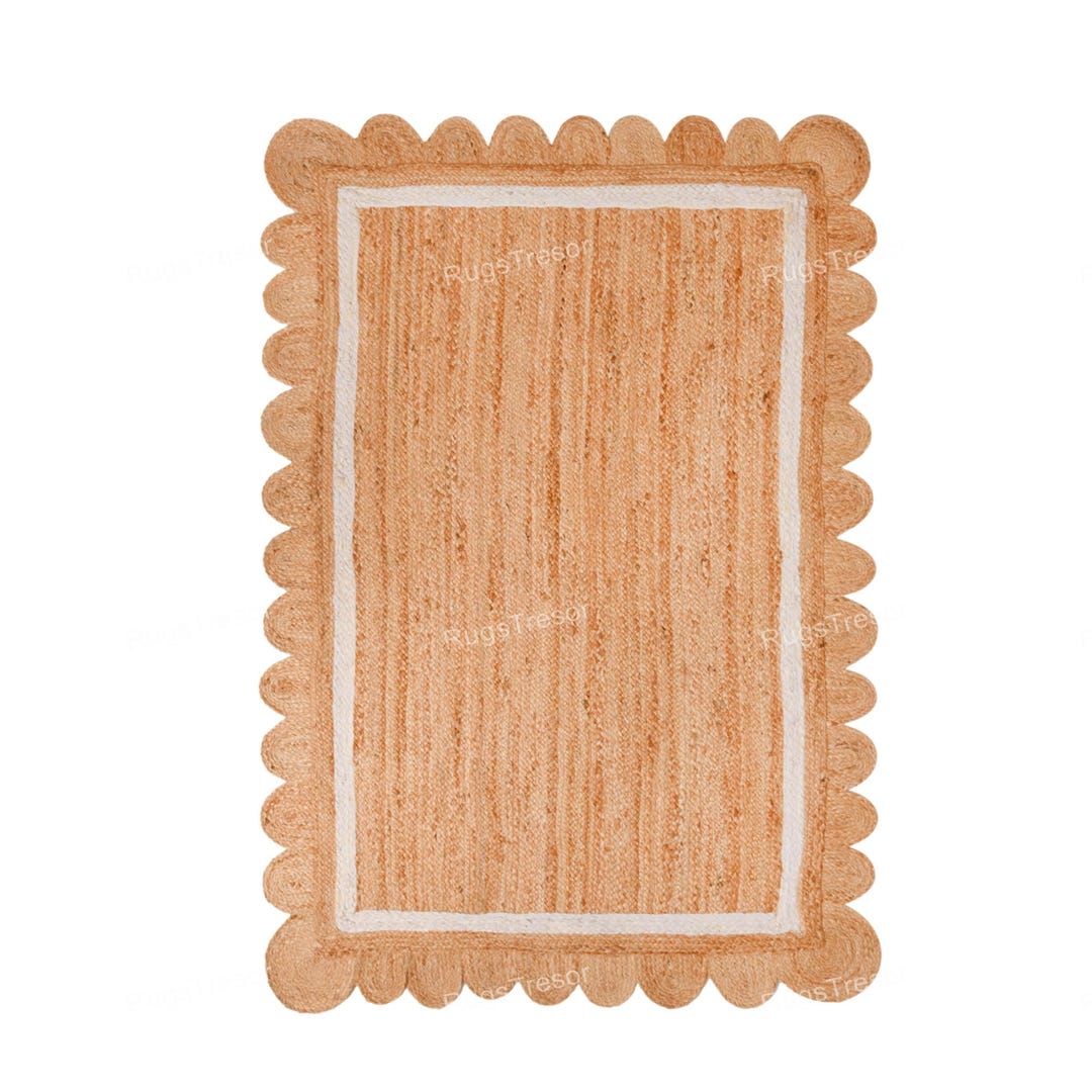 Scalloped Jute Rug: Scalloped Edge Runner Square Area Carpet Interior ...
