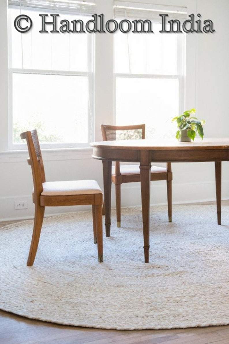 8 Feet Round White Braided Rug Reversible Handwoven Area Rug - Etsy
