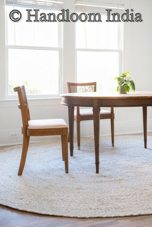 8 Feet Round White Braided Rug Reversible Handwoven Area Rug - Etsy