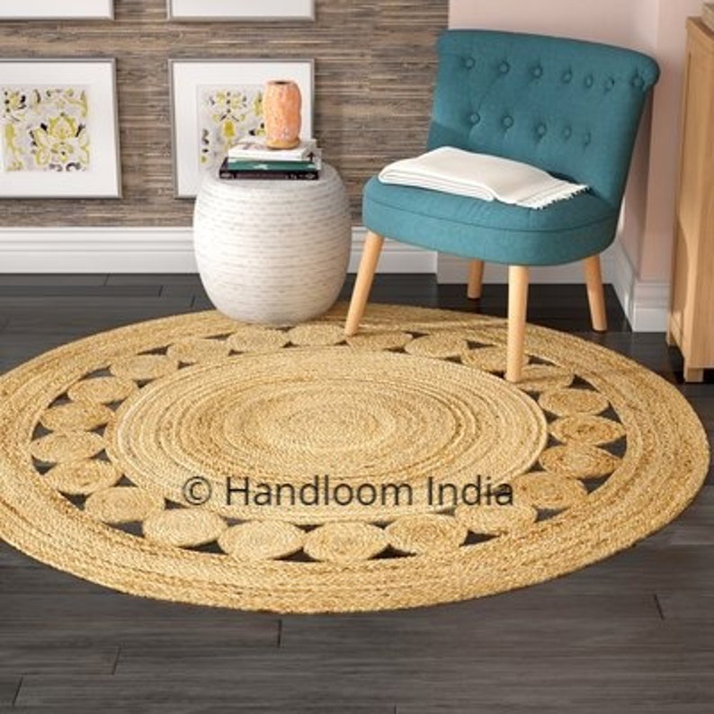 Home Decor Hand Braided Round Jute Rugs 4 Feet Round - Etsy