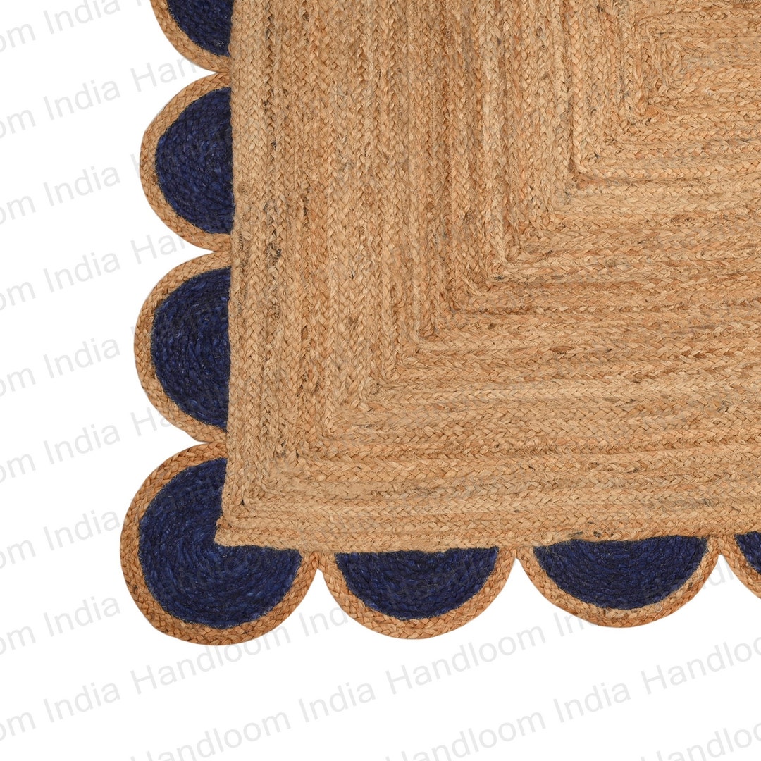 Scalloped Jute Rug, Scallop Pattern Rug, Scalloped Runner, Natural Jute ...