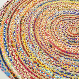 Multi Chindi Rug, Round Area Rug, Custom Size Rug, Braided Round Rug ...