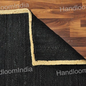 Natural and Black Jute Hand Woven Rug, Premium Quality Carpet, Braided ...
