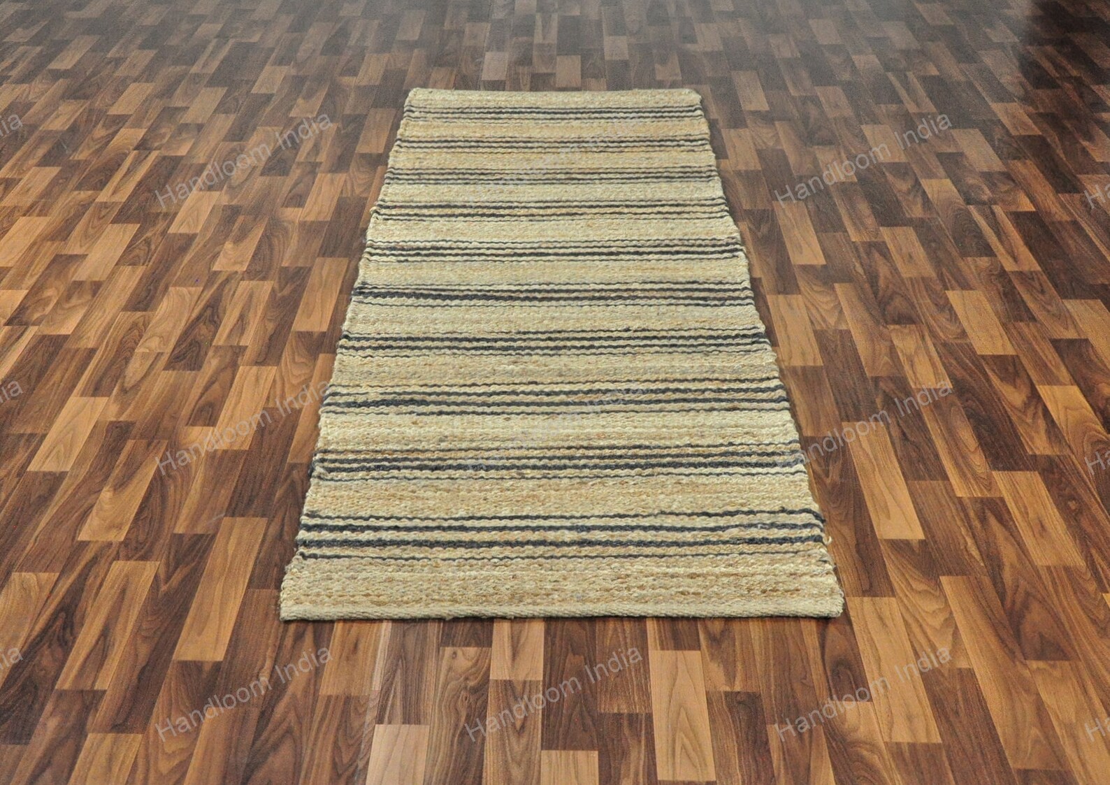 Stripped Pattern Natural Jute Hallway Runner 2.5 X 14 Ft, Handwoven ...