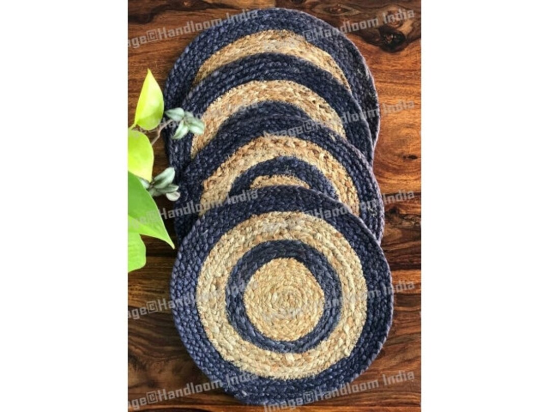Braided Jute Rope Table Place Mats Set of 6 Pc Coastal Table - Etsy