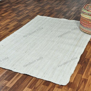 Ivory Jute Rug 6x8 for Living Room, off White Rug 4x6 for Dining Room ...
