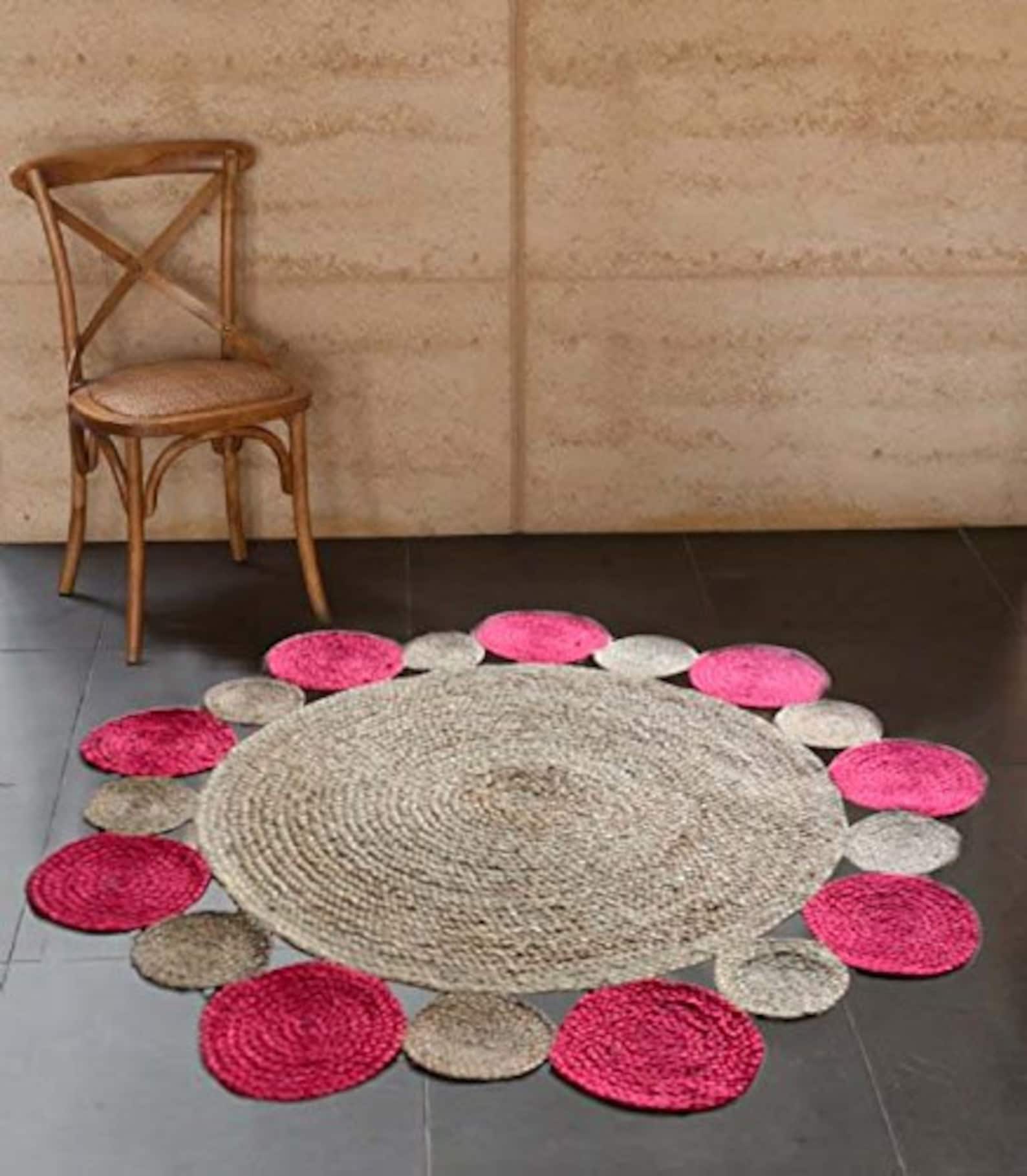 Braided Round Rug for Living Room 5 X 5 Feet Bohemian Dining - Etsy