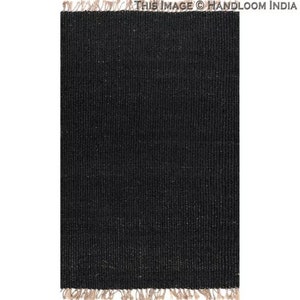 Braided Jute Rug, Jute Tufted Rug 5x8 for Living Room, Black Jute Rug ...