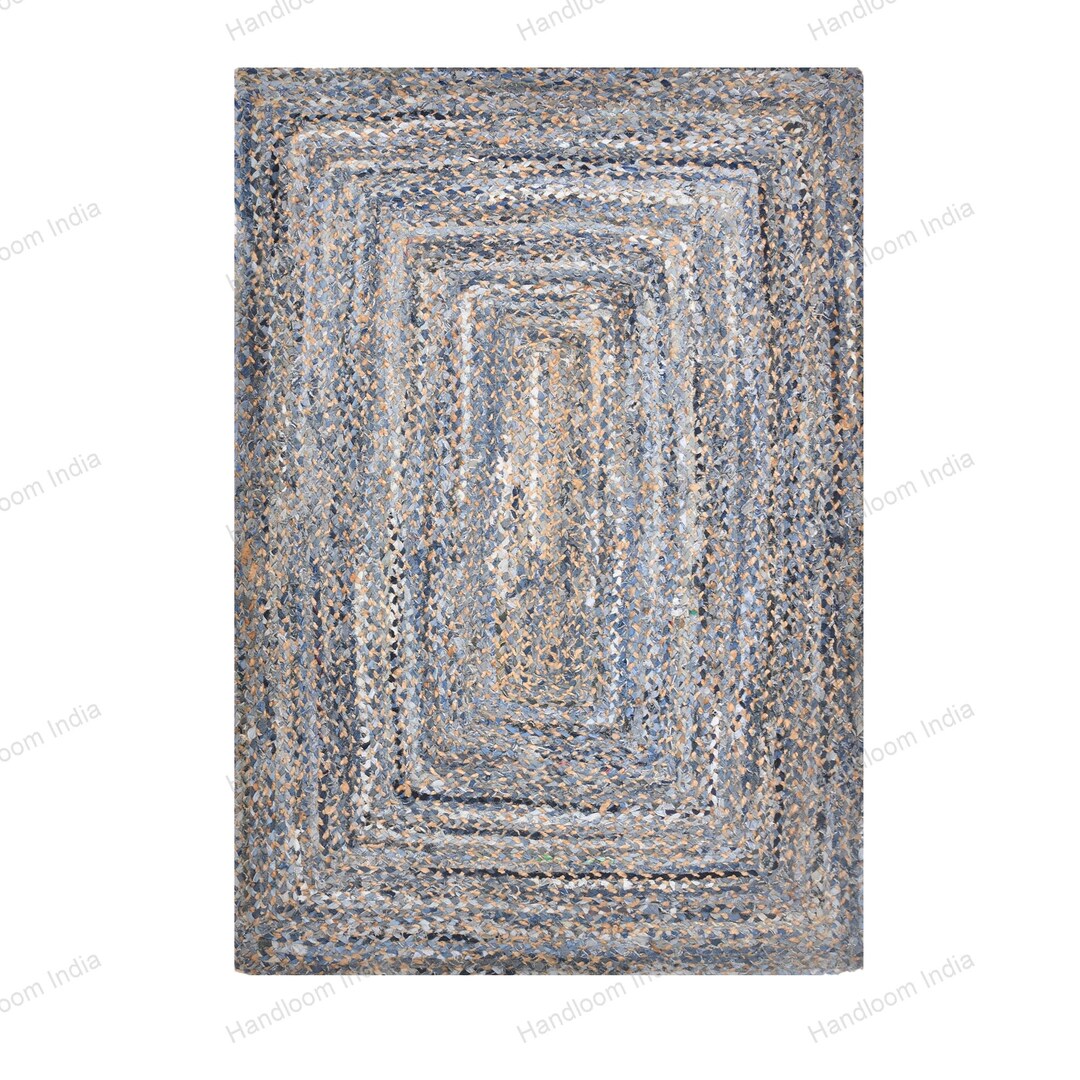 Hand Tufted Rug, Denim Jute Rug for Living Area, Denim Runner for Hall ...