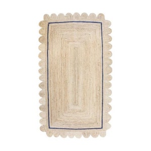 Scalloped Jute Rug, Natural Jute Rug, Scalloped Area Rug, Boho Decor ...
