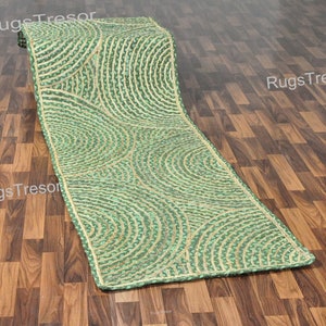 Mandala Pattern Runner Green Chindi Runner Soft Hallway Runner 2.5X20 ...