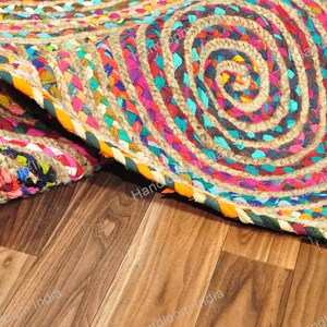 Psychedelic Rug, Mandala Pattern Rug, Cotton Tufted Rug, Natural Jute ...