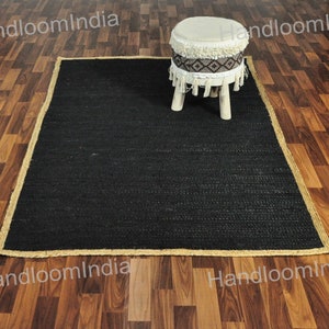 Natural and Black Jute Hand Woven Rug, Premium Quality Carpet, Braided ...