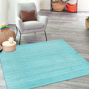 Off White Rug for Living Room, Square Jute Rug 8x8 for Dining Table ...