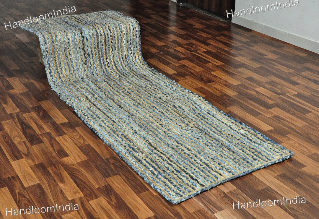 Denim Jute Runner, Braided Rugs, Hand Woven Runner, Stair Runner, Rugg ...