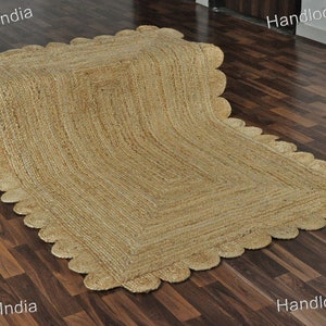 Natural Scalloped Rug, Jute Scalloped Rug, Square Scalloped Rug ...