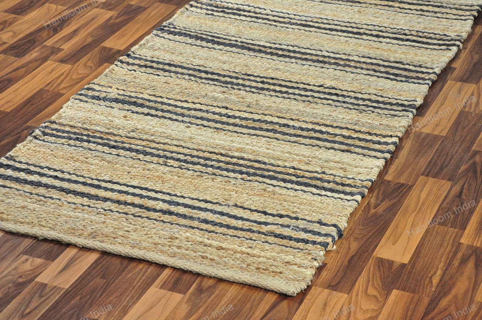 Stripped Pattern Natural Jute Hallway Runner 2.5 X 14 Ft, Handwoven ...