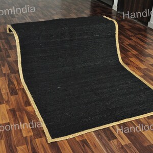 Natural and Black Jute Hand Woven Rug, Premium Quality Carpet, Braided ...