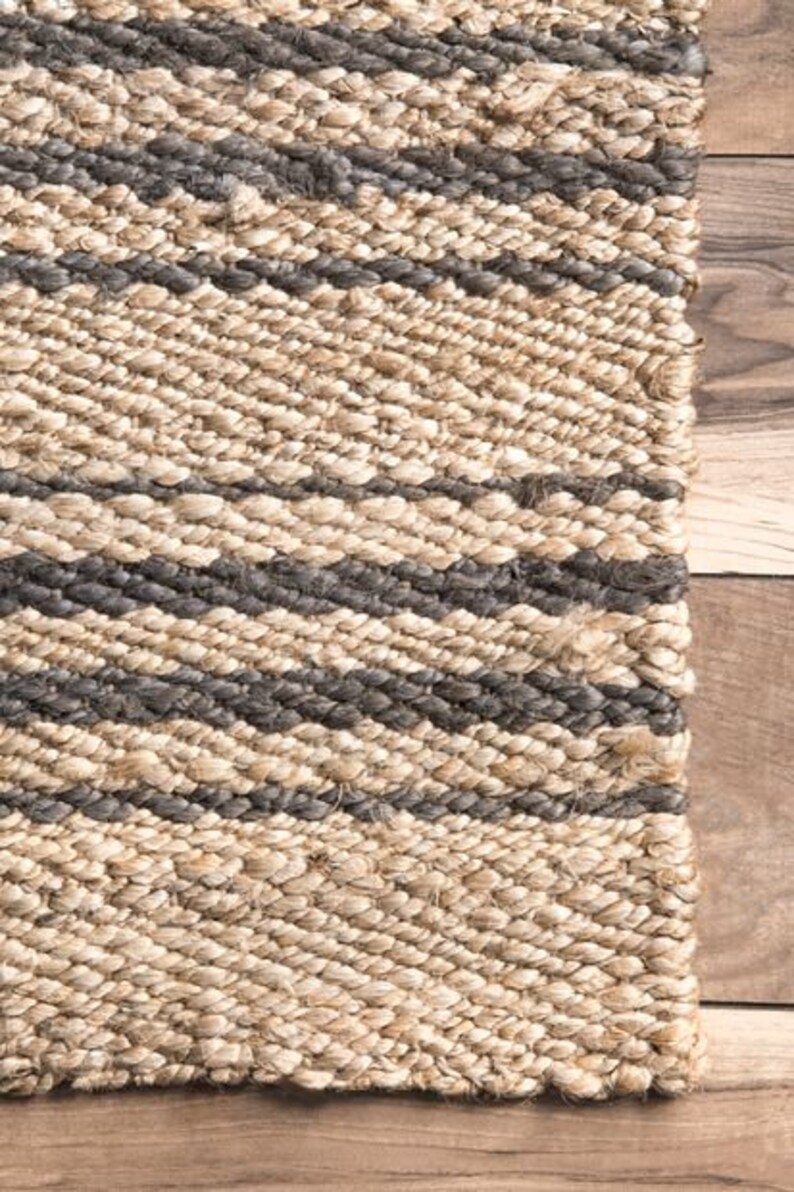 Stripped Pattern Natural Jute Hallway Runner 2.5 X 14 Ft | Etsy