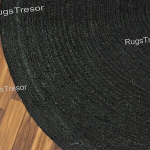 Black Round Rug Black Jute Rug 5X5 Hand Braided Round Area Rug for ...