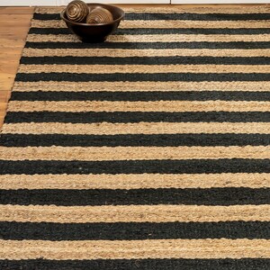 Striped Pattern Jute Rug for Living Room 9x12, Custom Size Rugs ...
