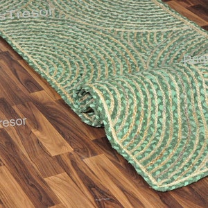 Mandala Pattern Runner Green Chindi Runner Soft Hallway Runner 2.5X20 ...