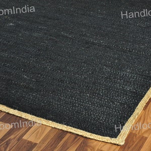 Natural and Black Jute Hand Woven Rug, Premium Quality Carpet, Braided ...