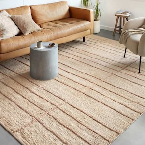 Striped Pattern Jute Rug Runner, Custom Size Area Rug for Living Room ...
