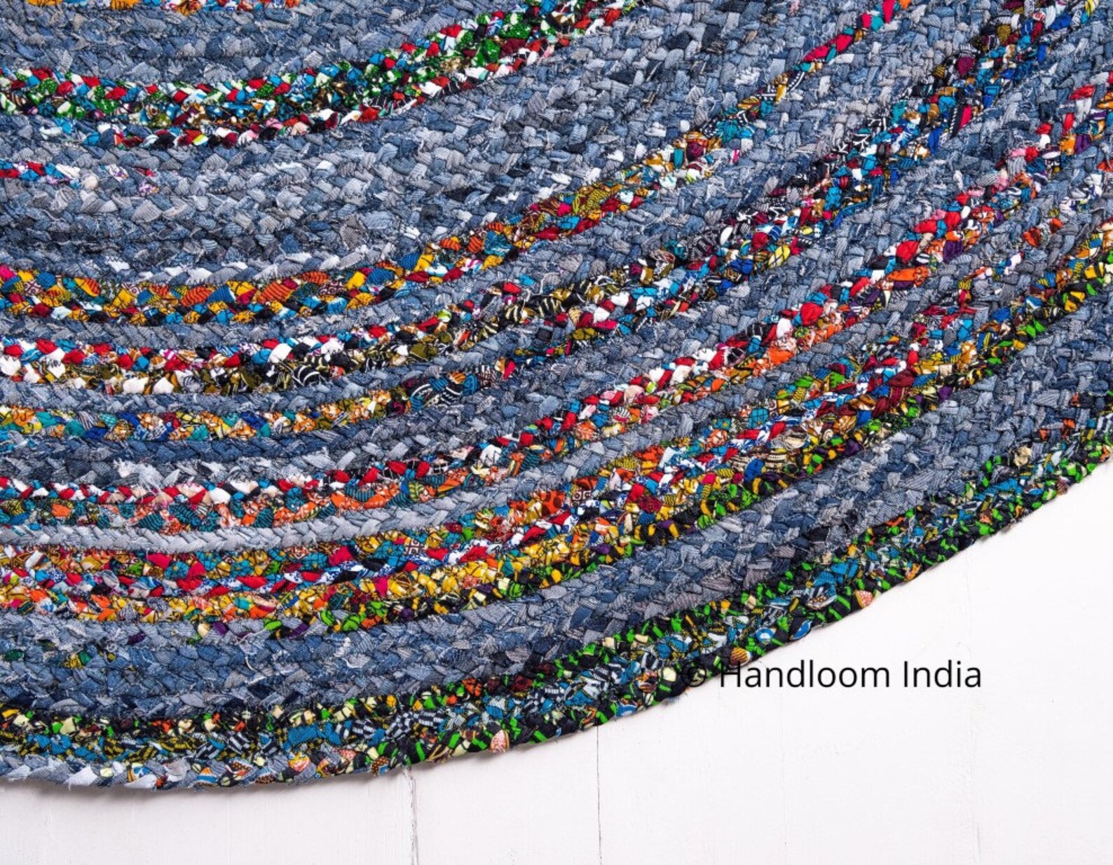 Blue Chindi Rug 5 Feet Round Braided Cotton Chindi Area Rugs - Etsy