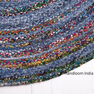 Blue Chindi Rug, 5 Feet Round Braided Cotton Chindi Area Rugs ...
