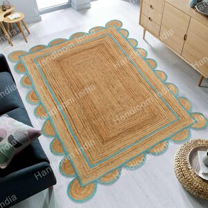 Scalloped Rug 5x7 Ft, Jute Scalloped Rug, Contemporary Jute Rugs ...