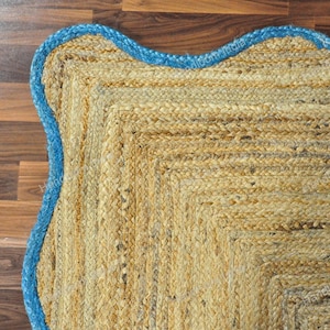 Wavy Edge Rugs, Scalloped Jute Rug 6x8 for Dining Table, Natural Jute ...