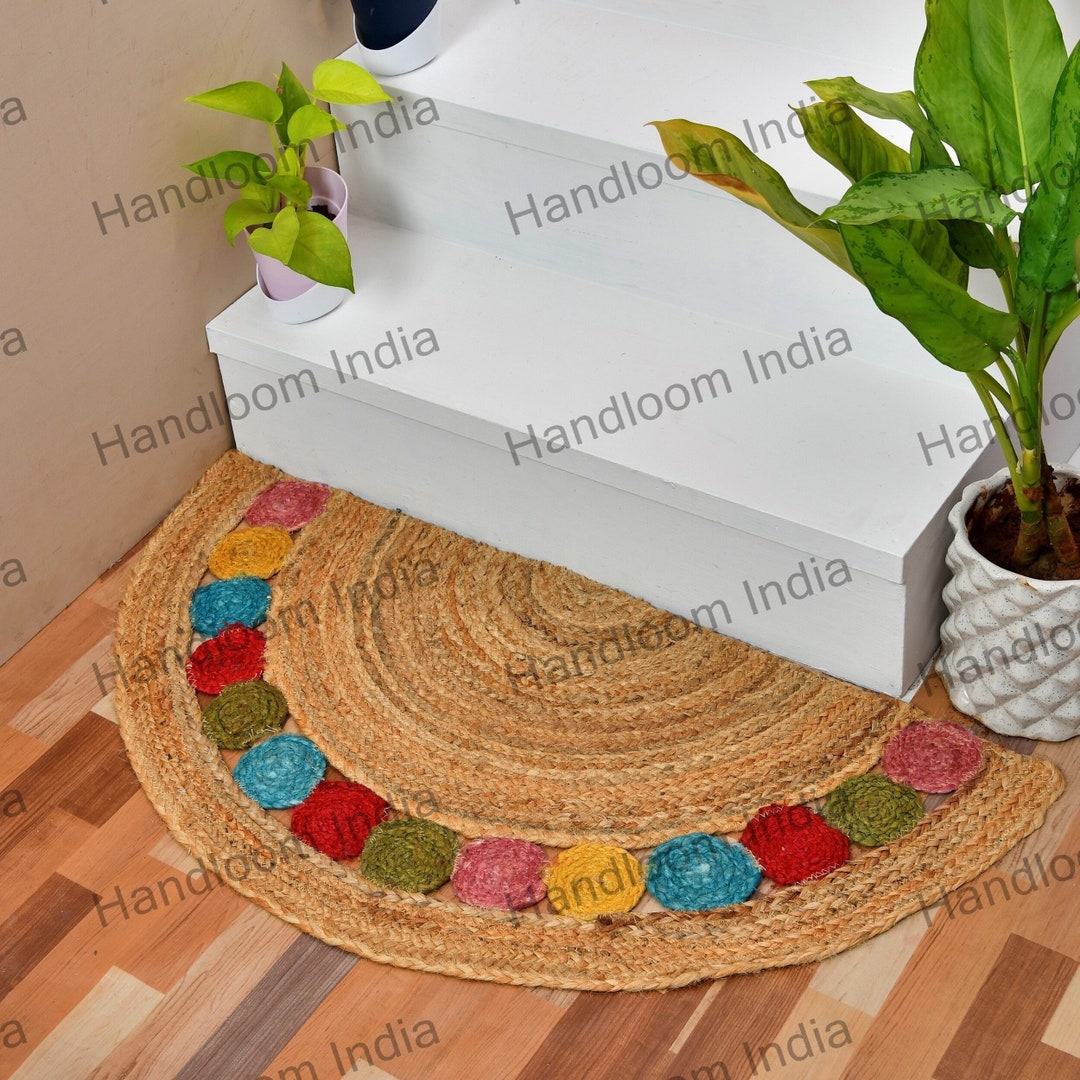 Rainbow Doormat, Semi Circle Area Rug, Half Moon Jute Rug, Half Moon ...
