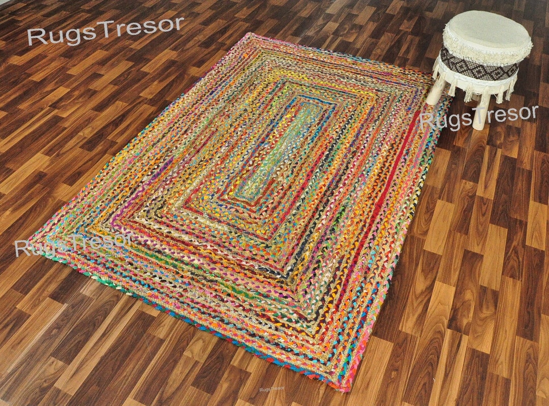 Braided Chindi Rug, Bohemian Cotton Rug, Woven Rag Rug, 8x10 Living ...