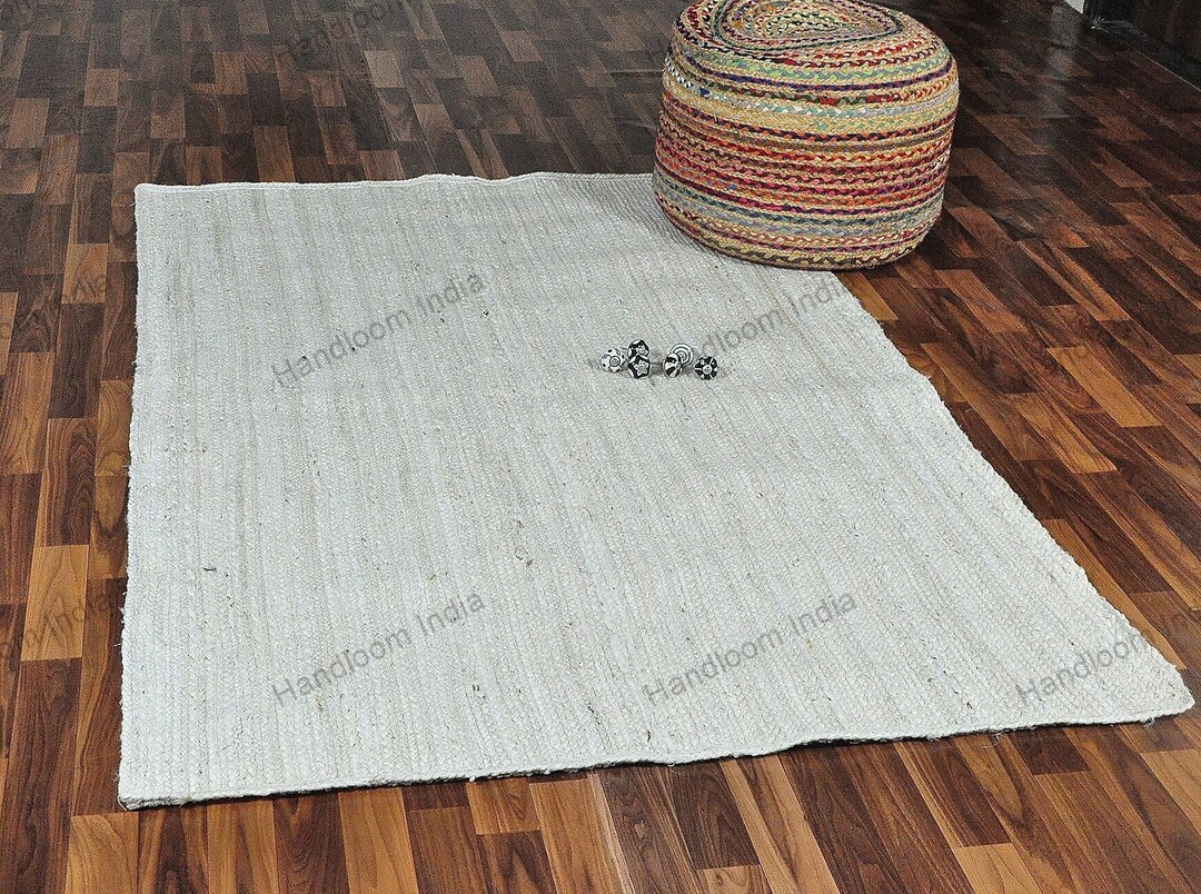 Ivory Jute Rug 6x8 for Living Room, off White Rug 4x6 for Dining Room ...