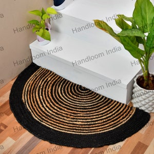 Striped Doormat, Semi Circle Rug, Braided Doormat, Natural Jute Doormat ...