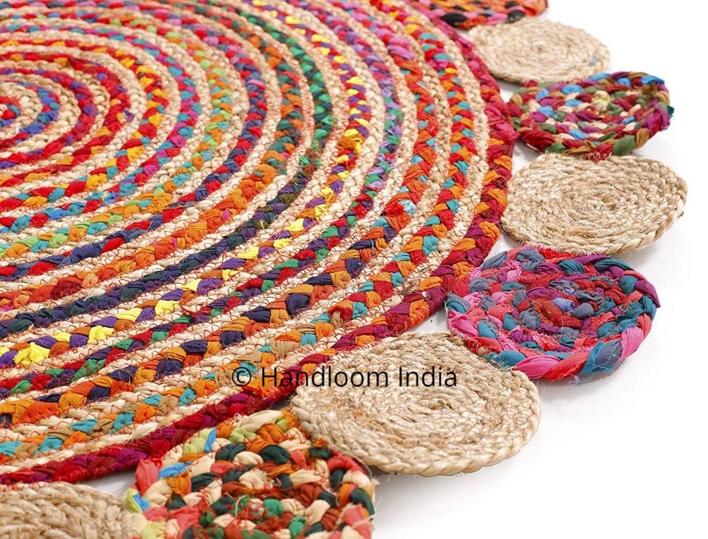 Antique Vintage Round Jute Rag Rug Bohemian Living Room Solid - Etsy
