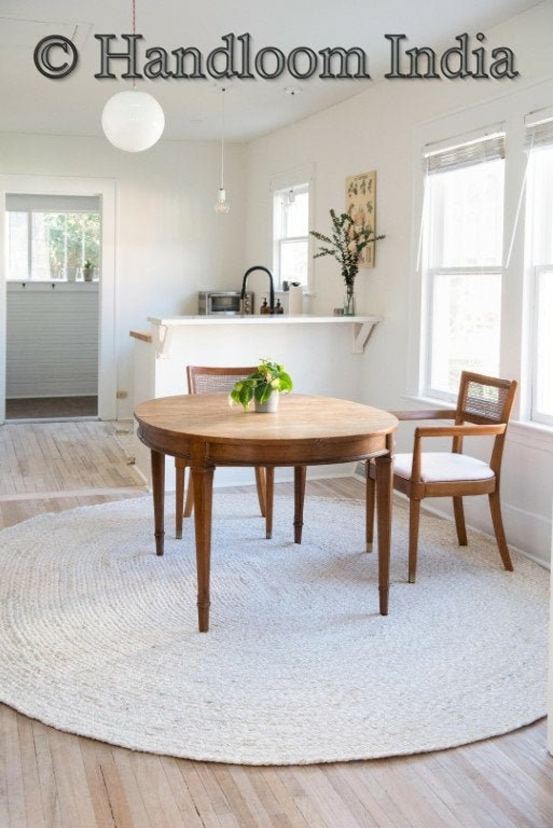 8 Feet Round White Braided Rug Reversible Handwoven Area Rug - Etsy